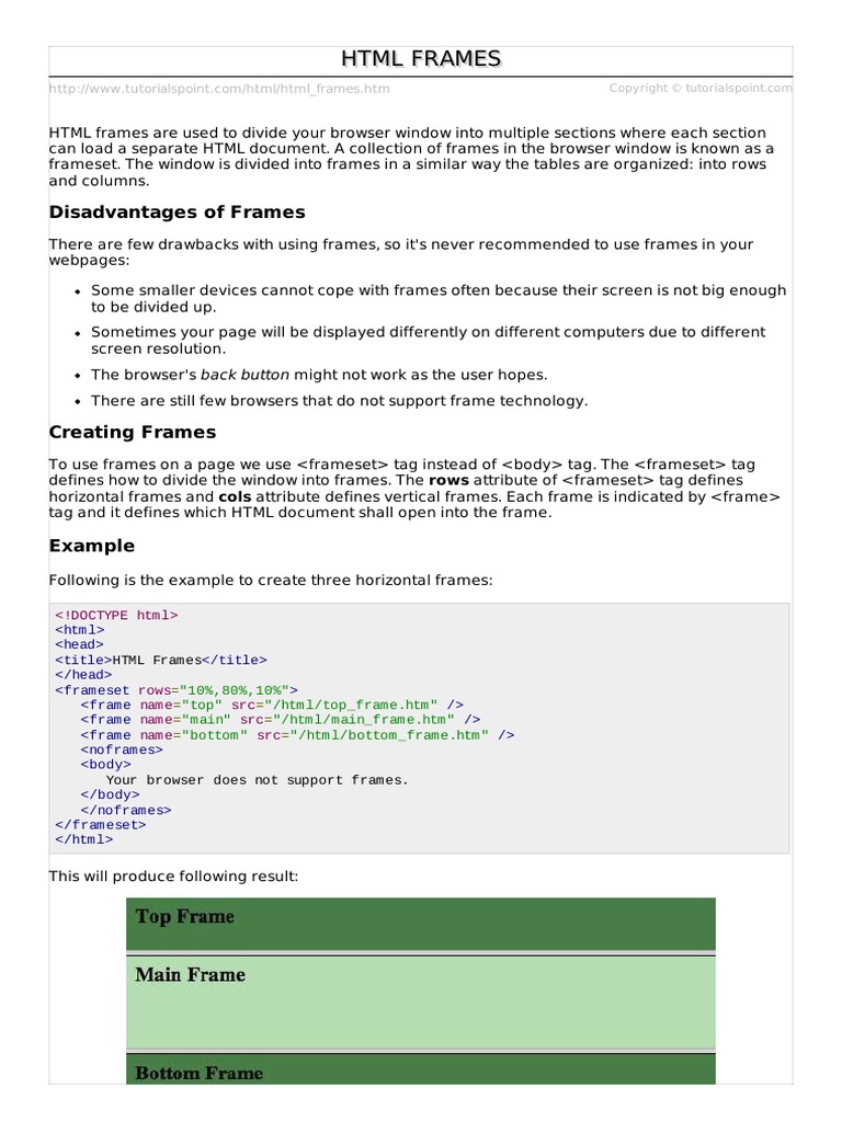Frames | Download Free PDF | Html Element | Html