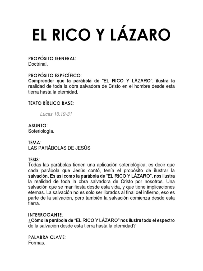 El Rico y Lázaro | PDF | Cristo (título) | Salvación