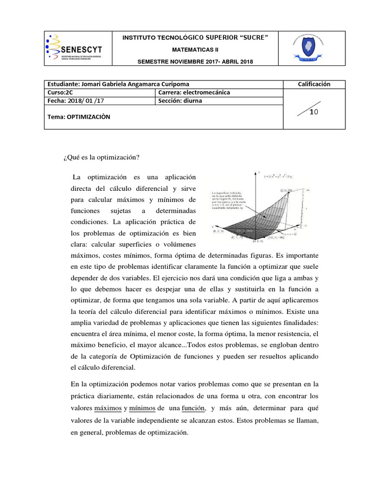 Optimizacion | PDF | Optimización Matemática | Calculo diferencial