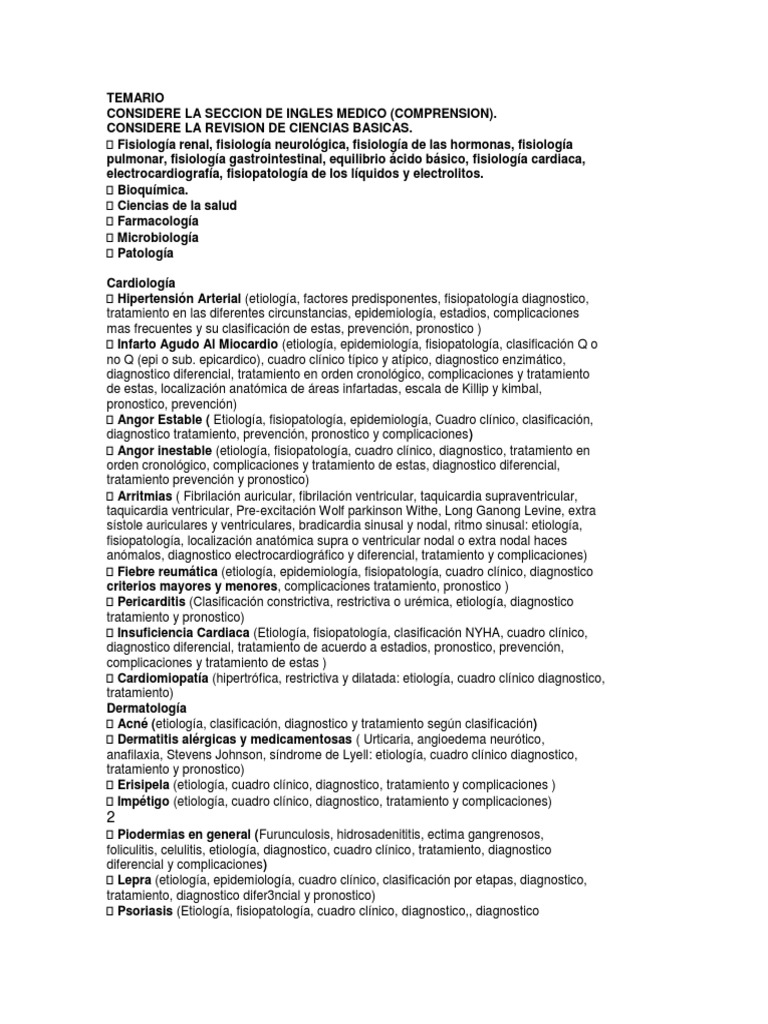 Temario Enarm 2018 | PDF | Arritmia cardiaca | Parto