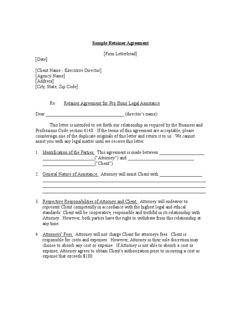 Sample Retainer Agreement | Download Free PDF | Lawyer | Arbitration