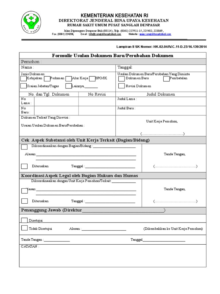 Formulir Usulan Dokumen Baru Perubahan Dokumen | PDF