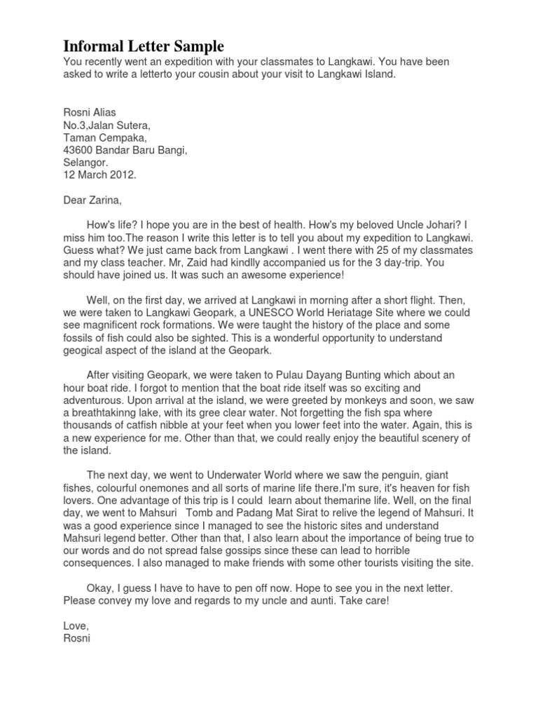 Informal Letter Sample | PDF