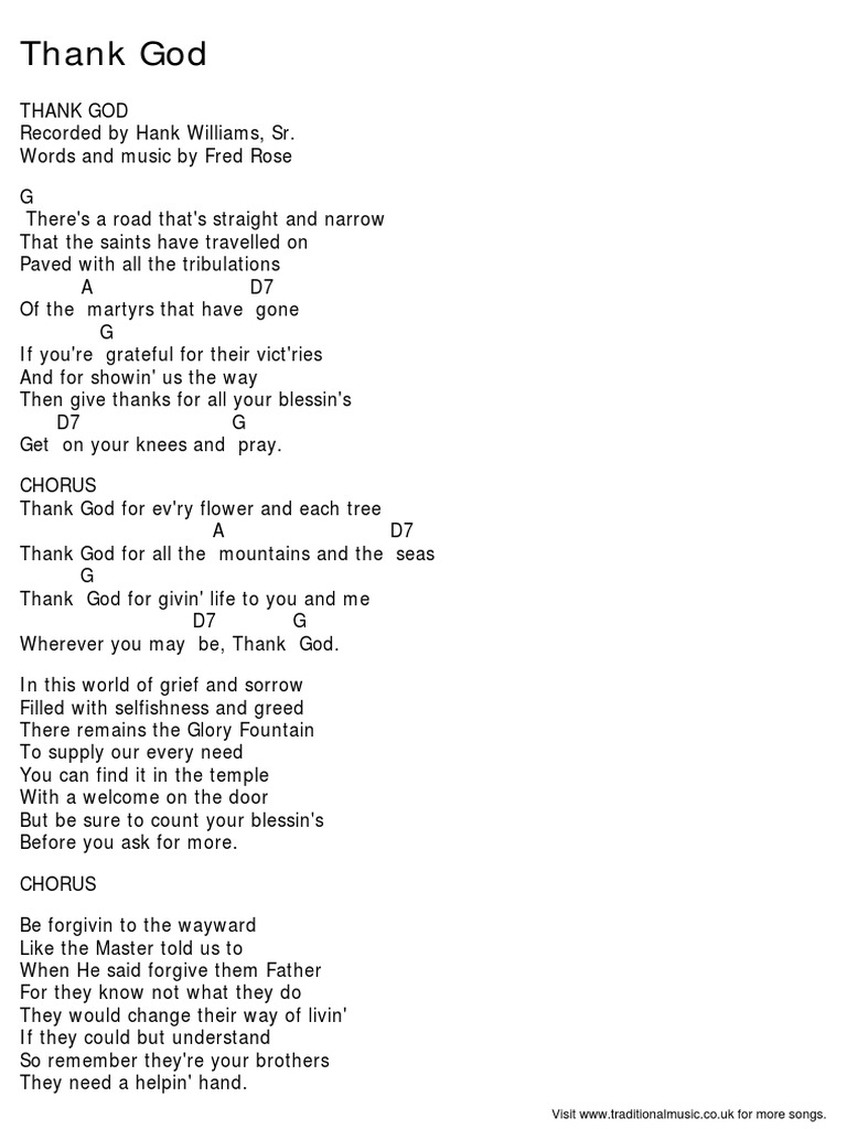 Thank God: Visit WWW - Traditionalmusic.co - Uk For More Songs | PDF