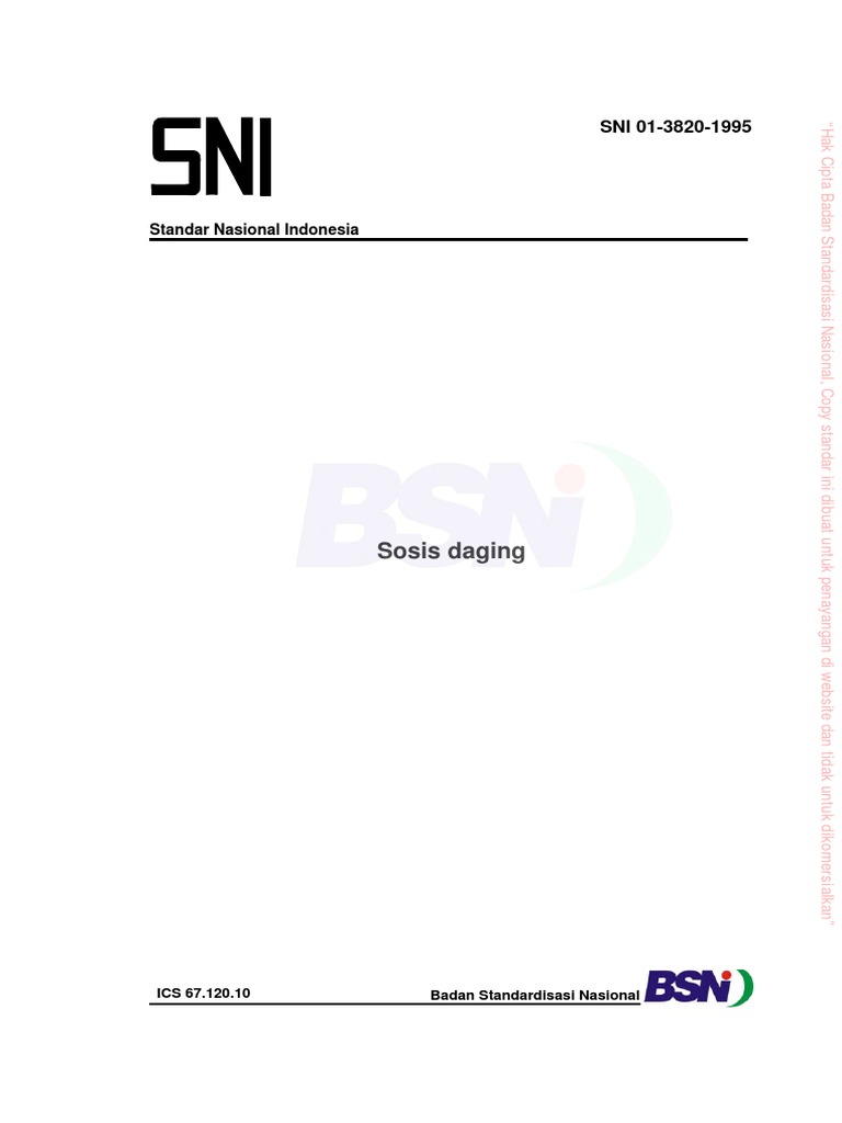 SNI 01-3820-1995 Sosis Daging PDF | PDF
