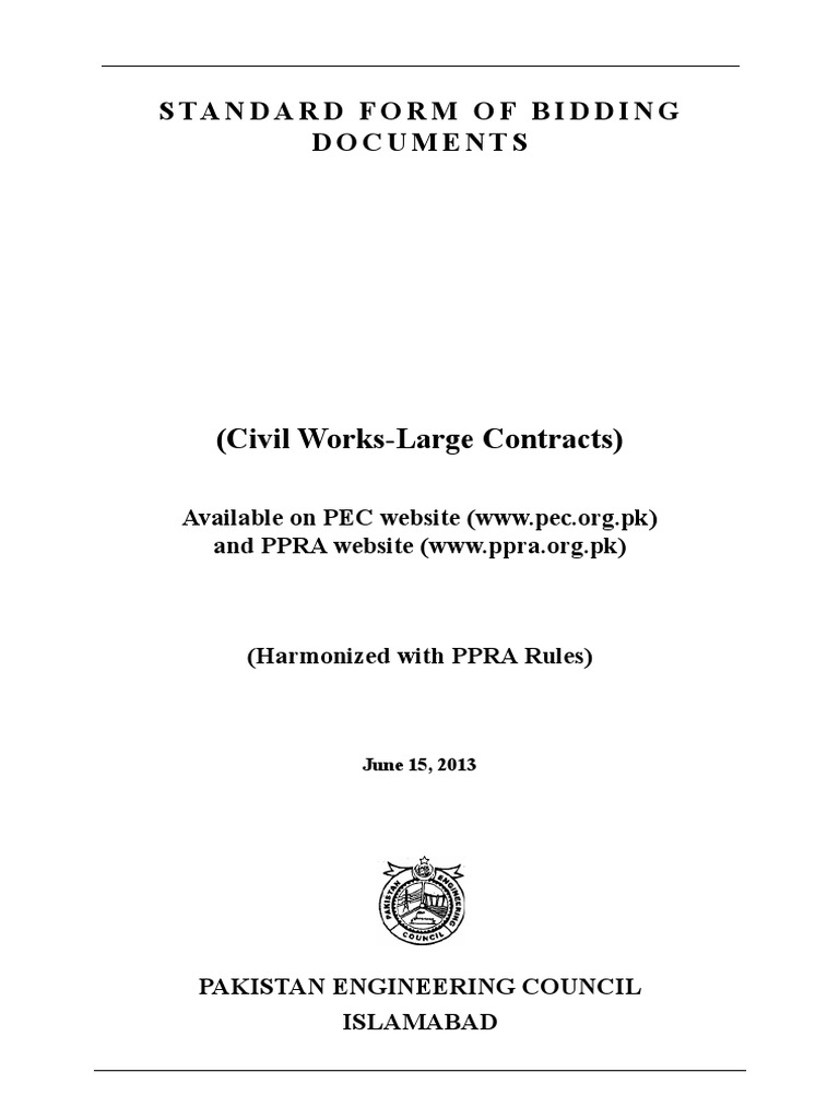 Standard Form of Bidding Documents (Civil Works-Large Contracts) | PDF ...