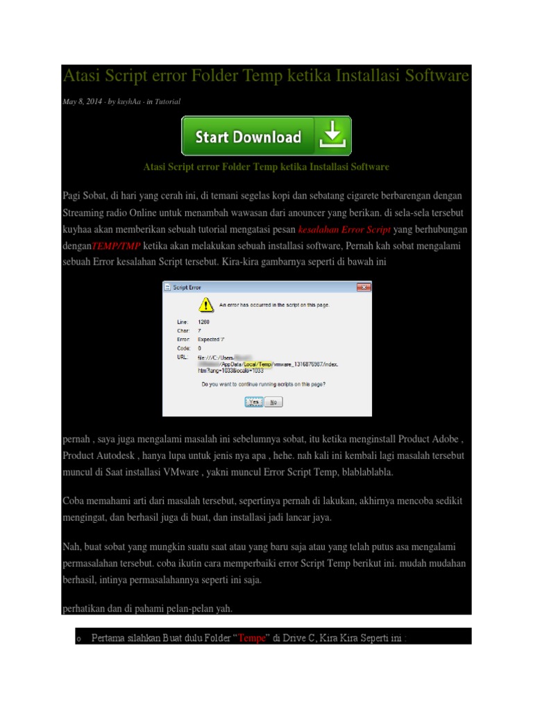 Atasi Script Error Folder Temp Ketika Installasi Software | PDF