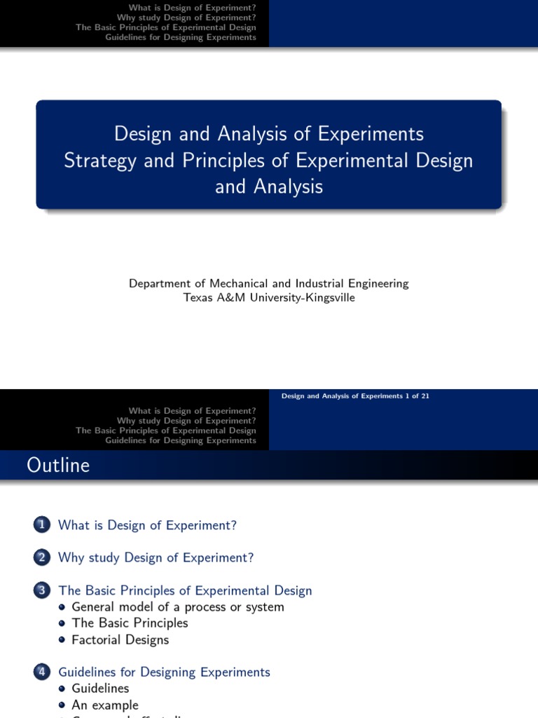 Lecture 1 - Design and Analysis of Experiments | PDF | Experiment ...
