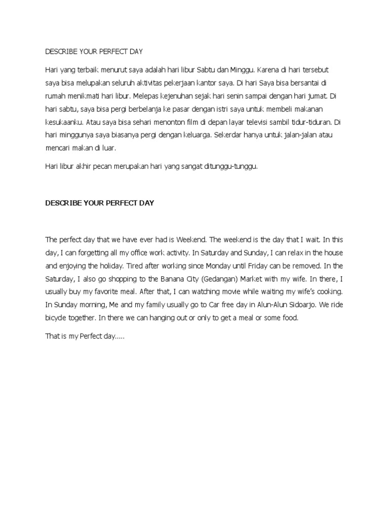 Describe Your Perfect Day | PDF