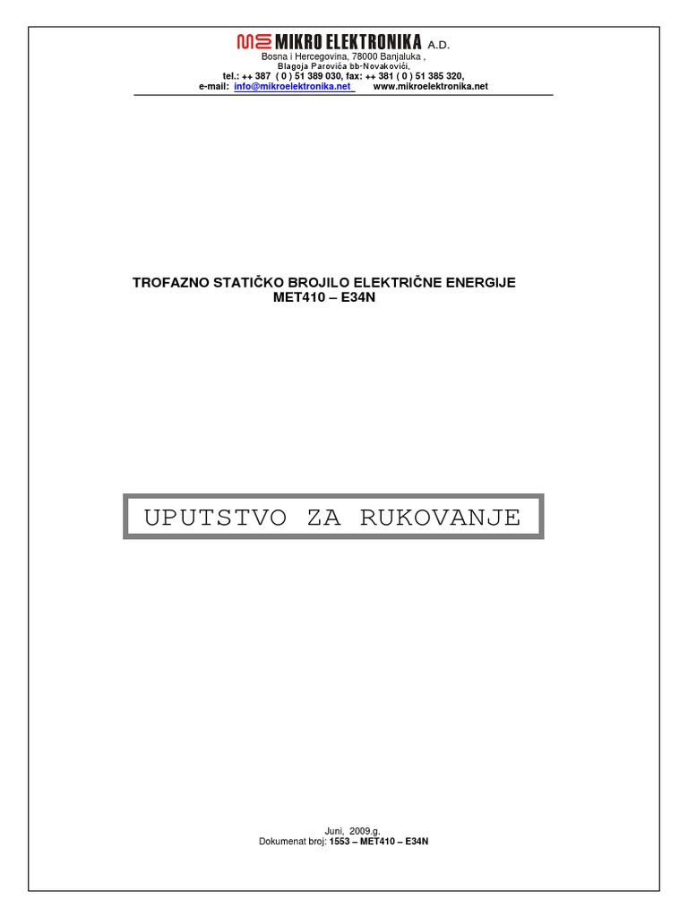 Uputstvo Za Rukovanje - MET410-E34N PDF | PDF