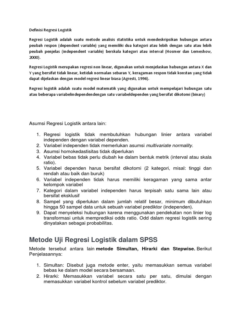 Definisi Regresi Logistik | PDF