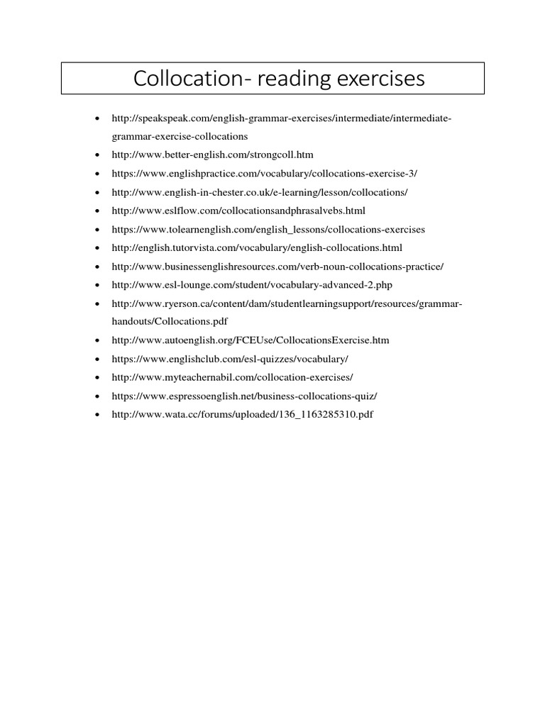 Collocation Exercise | PDF