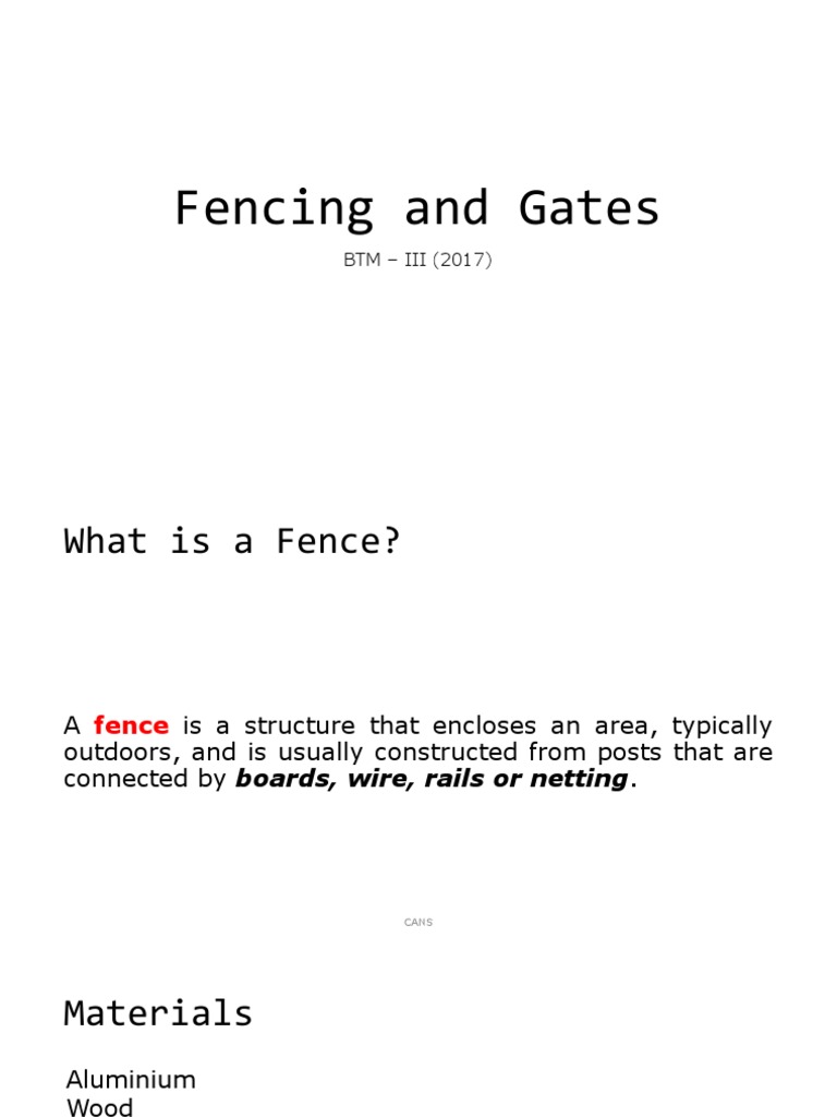Fencing and Gates: Materials Overview | PDF