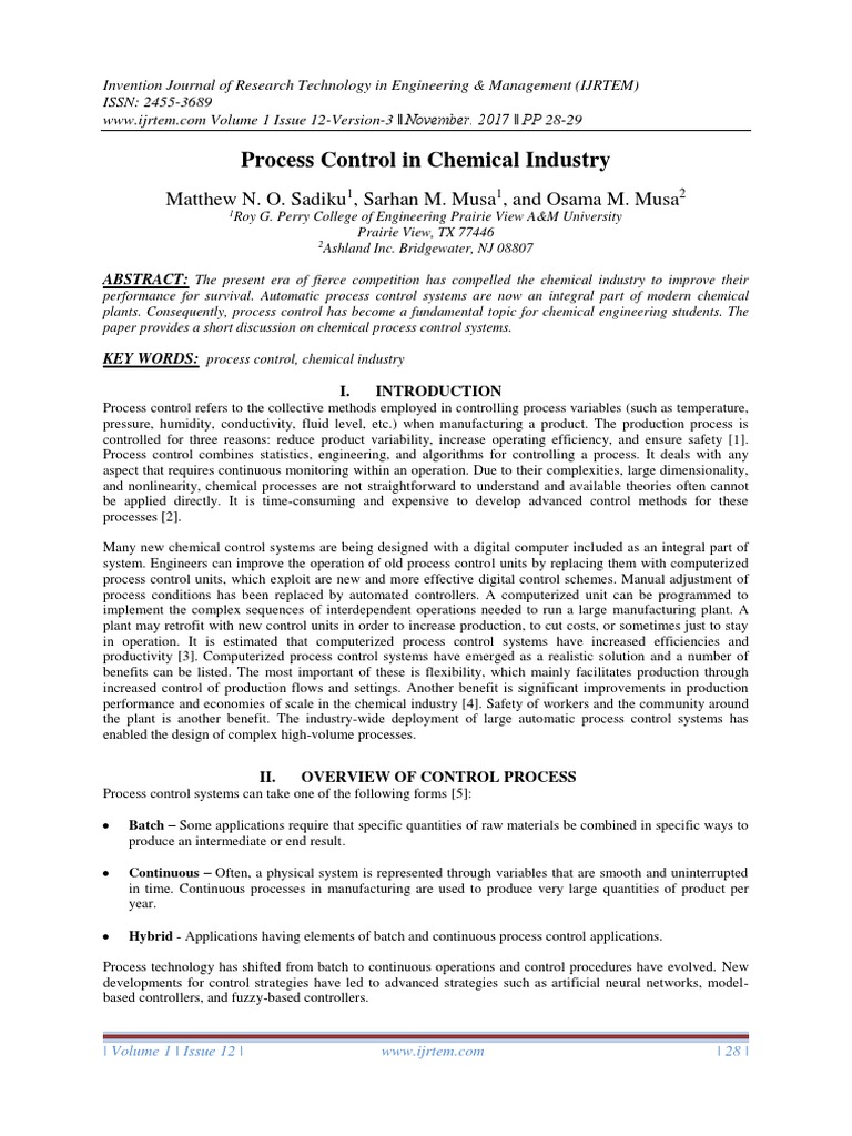 Process Control in Chemical Industry | PDF | Process Control | Computer ...