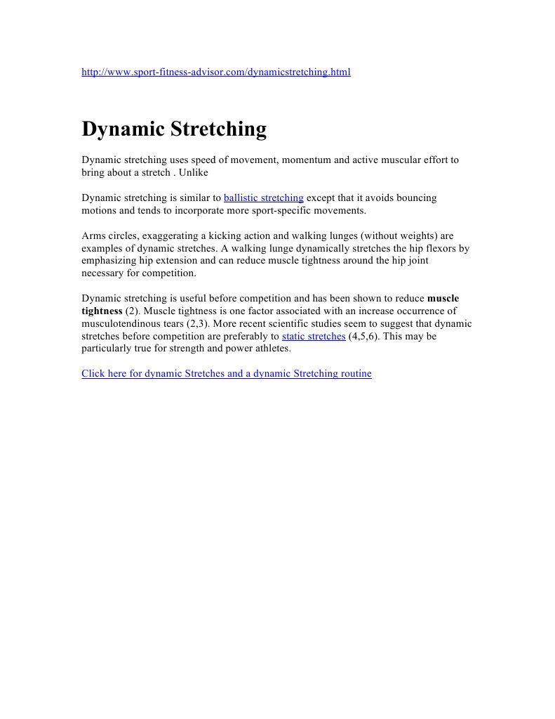 Dynamic vs Ballistic Stretching Guide | PDF