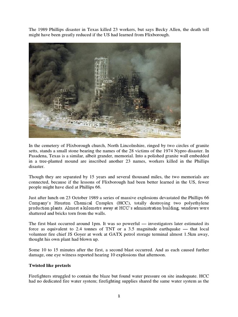 The 1989 Phillips Disaster (Pasedena) | Occupational Safety And Health ...