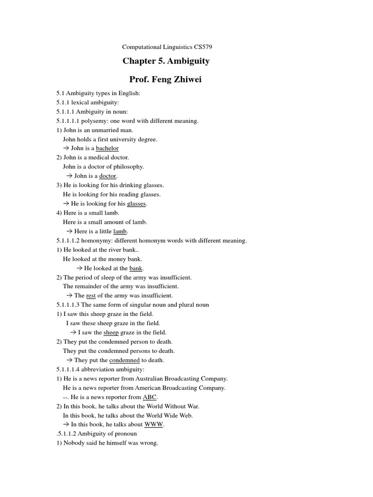 Examples of Ambiguity in English | PDF | Semantics | Linguistics