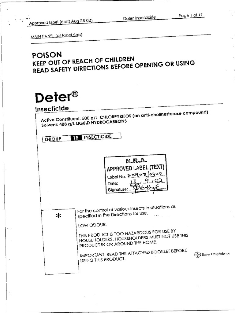 SDS Deter Insecticide | PDF