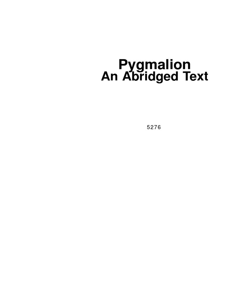 Pygmalion (Packet Version) PDF | PDF | Pygmalion (Play)