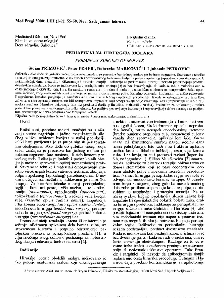 Apikotomija Na Molarima | PDF