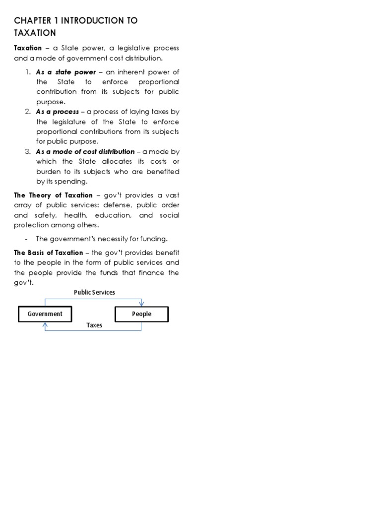 Chapter 1 Introduction To Taxation: Taxation - A State Power, A ...