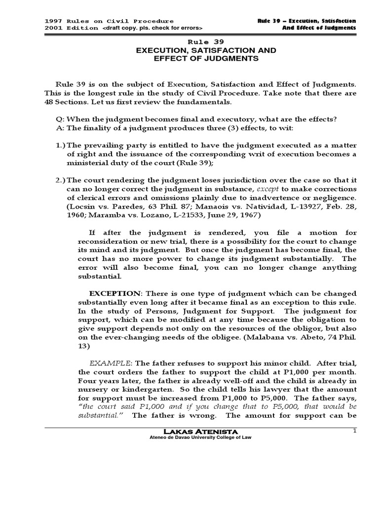 Law Students' Guide: Rule 39 | PDF | Judgment (Law) | Writ Of Prohibition