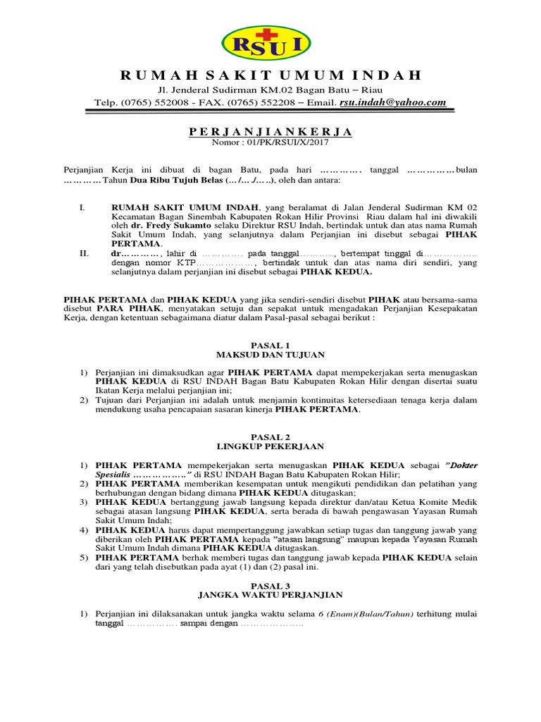 Contoh Pks Rsui Dengan Dokter | PDF
