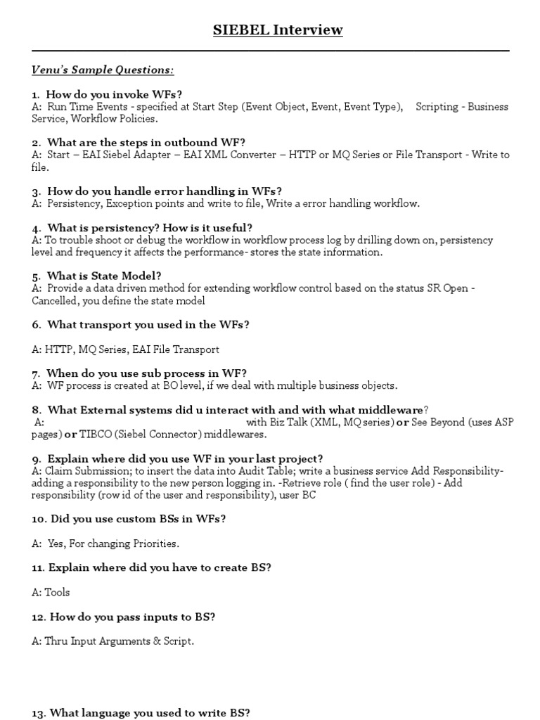 Siebel Interview | PDF