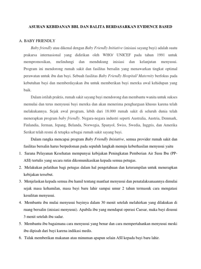 Asuhan Kebidanan BBL Dan Balita Berdasarkan Evidence Based | PDF
