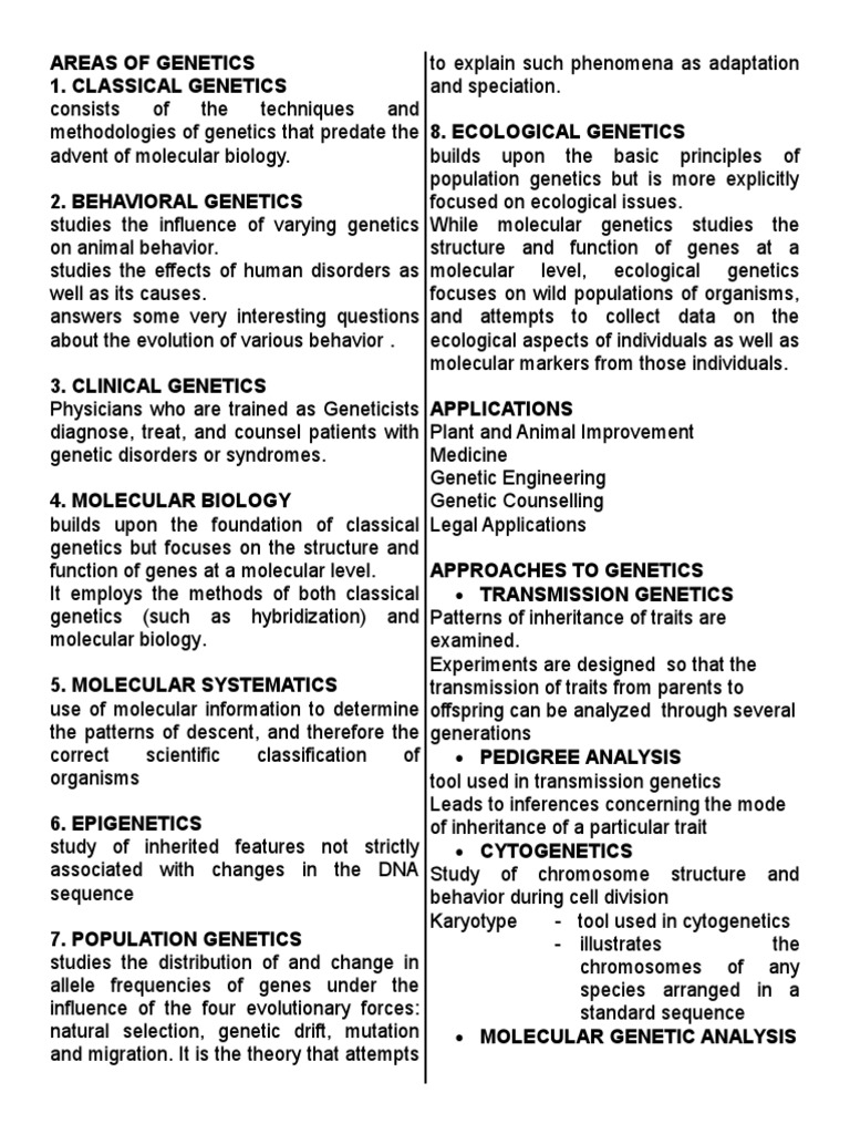 Genetics Lec - Quiz 1 Handouts | PDF | Meiosis | Mitosis