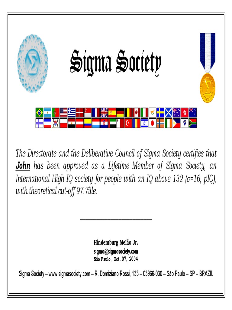 Sigma Society: John Has Been Approved As A Lifetime Member of Sigma ...