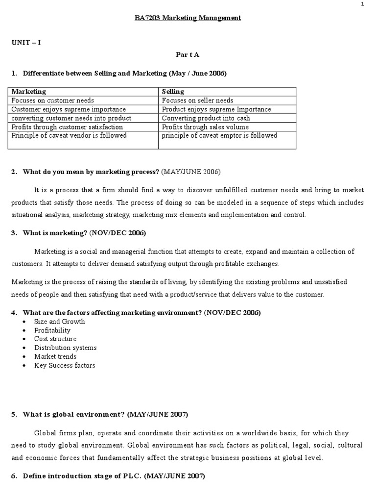 Marketing Management Notes | PDF | Sales | Marketing