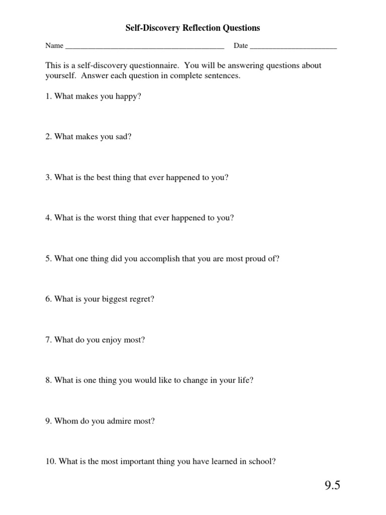 Self-Discovery Questionnaire Guide | PDF | Career & Growth | Self ...