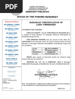 Barangay Certification of Land Ownership | PDF | Law