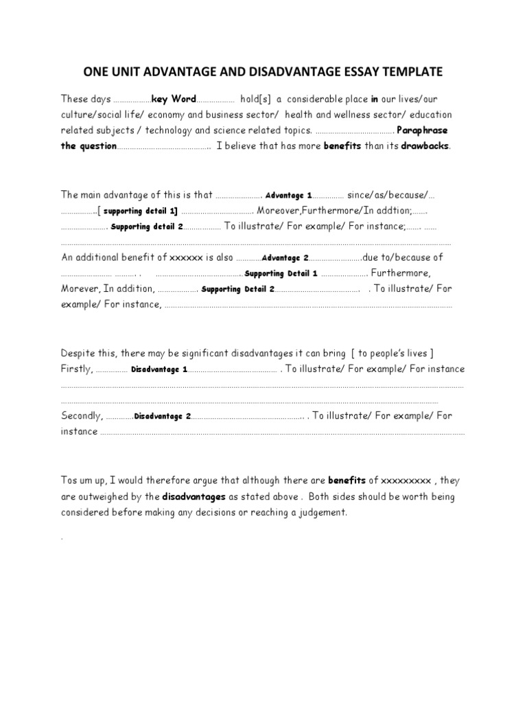 Advantages and Disadvantages Essay For Ilets Template | PDF