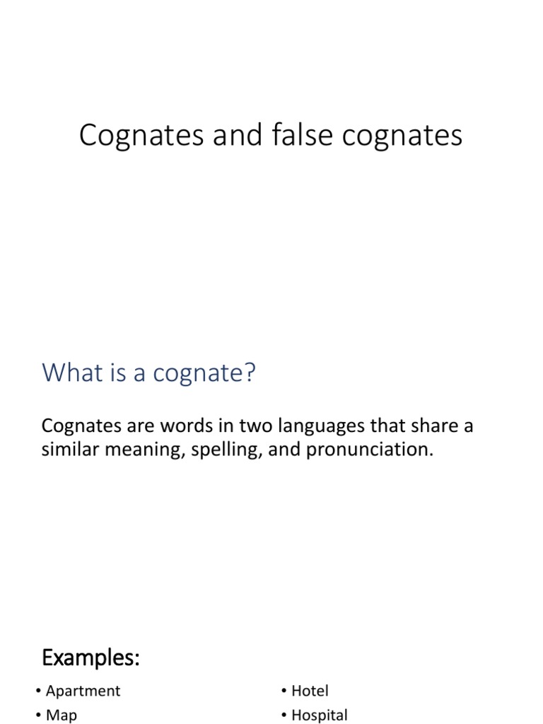 Understanding Cognates and False Cognates | PDF | Foreign Language ...
