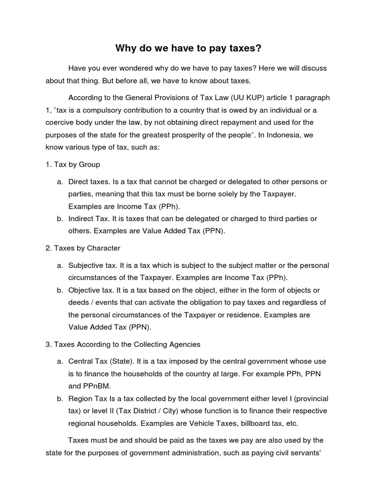 Why Do We Have To Pay Taxes | PDF | Taxpayer | Taxes