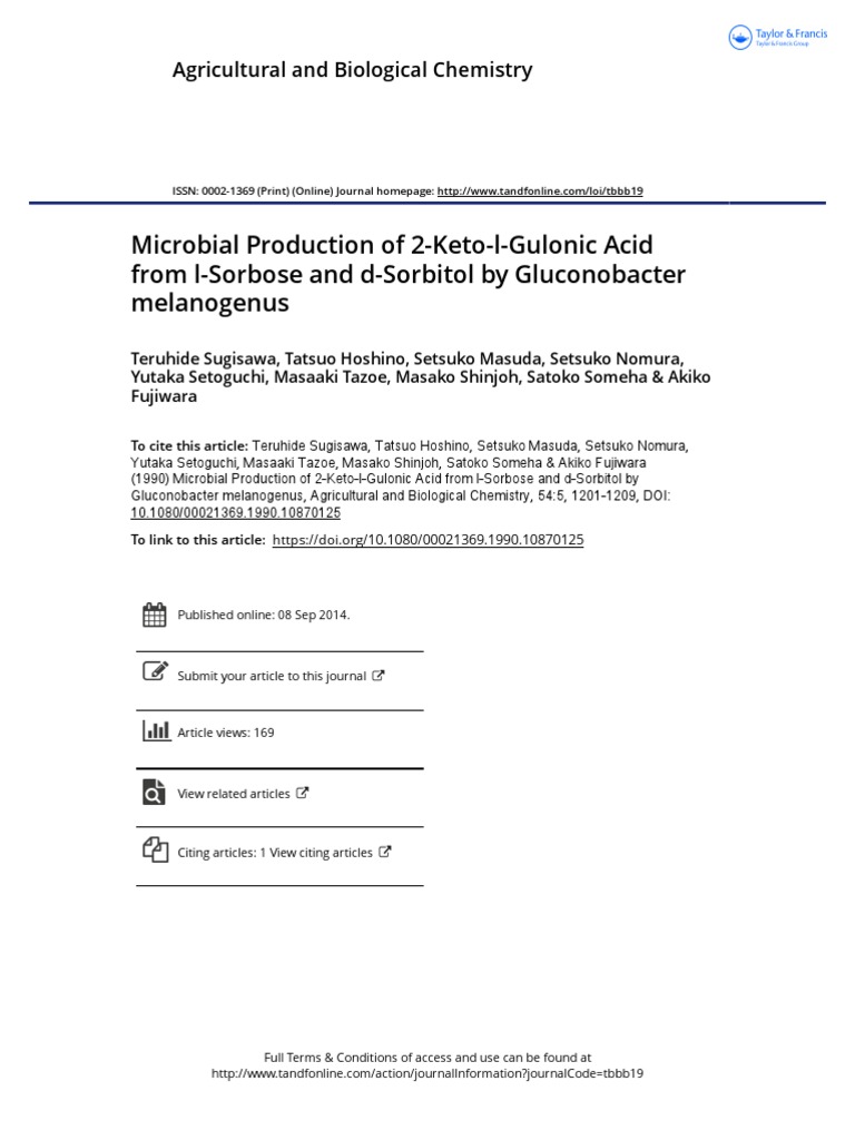 Microbial Production of 2 Keto L Gulonic Acid From L Sorbose and D ...