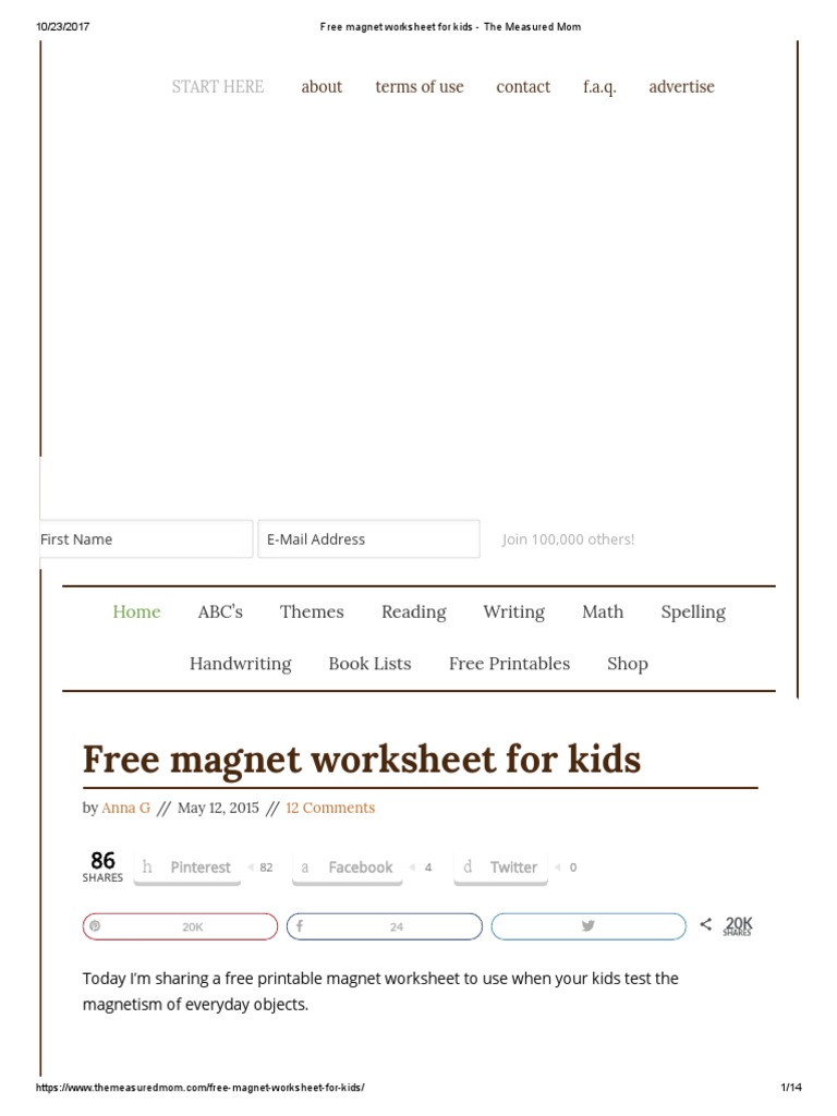 Free Magnet Worksheet For Kids: Start Here | PDF | Computing And ...