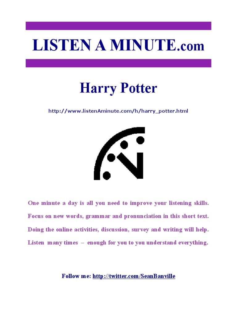 Listen A Minute: Harry Potter | PDF | Harry Potter | J. K. Rowling