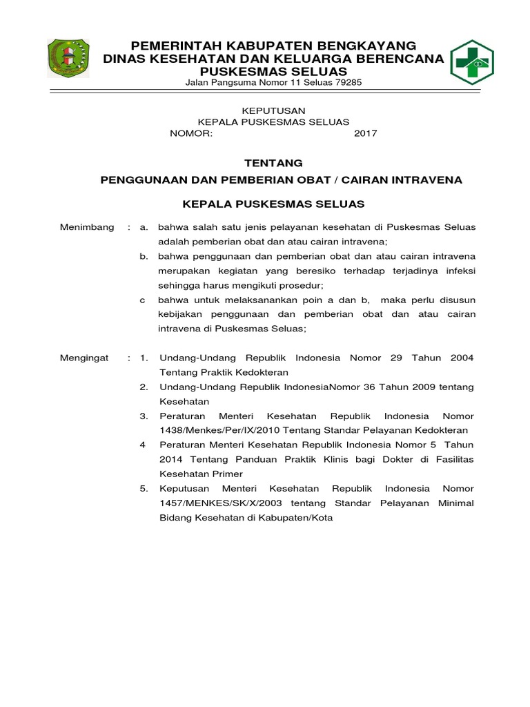 SK Pemasangan Infus Intravena | PDF