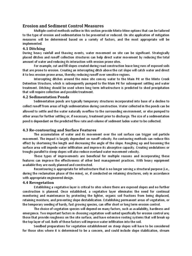 Erosion and Sediment Control Measures | PDF | Surface Runoff | Erosion