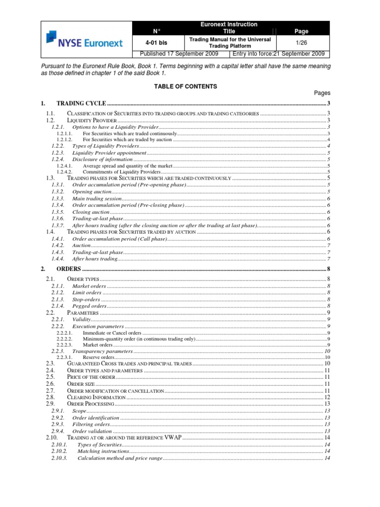 Euronext Trade Cancellation Rules | PDF | Order (Exchange) | Bonds ...
