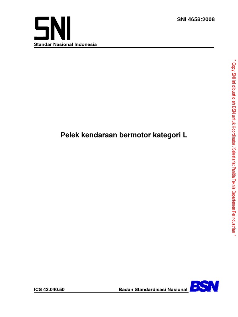 Standar SNI 4658:2008 Pelek Kendaraan L | PDF