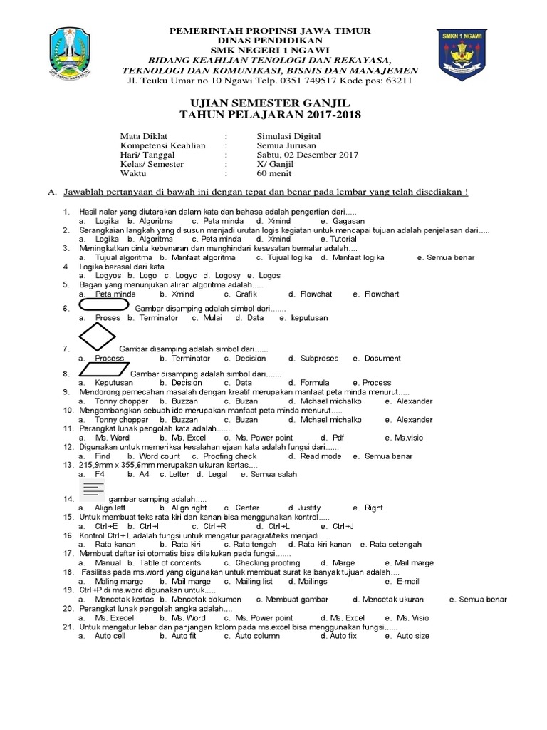 Soal UAS 2017 Simdig k13 Alex | PDF