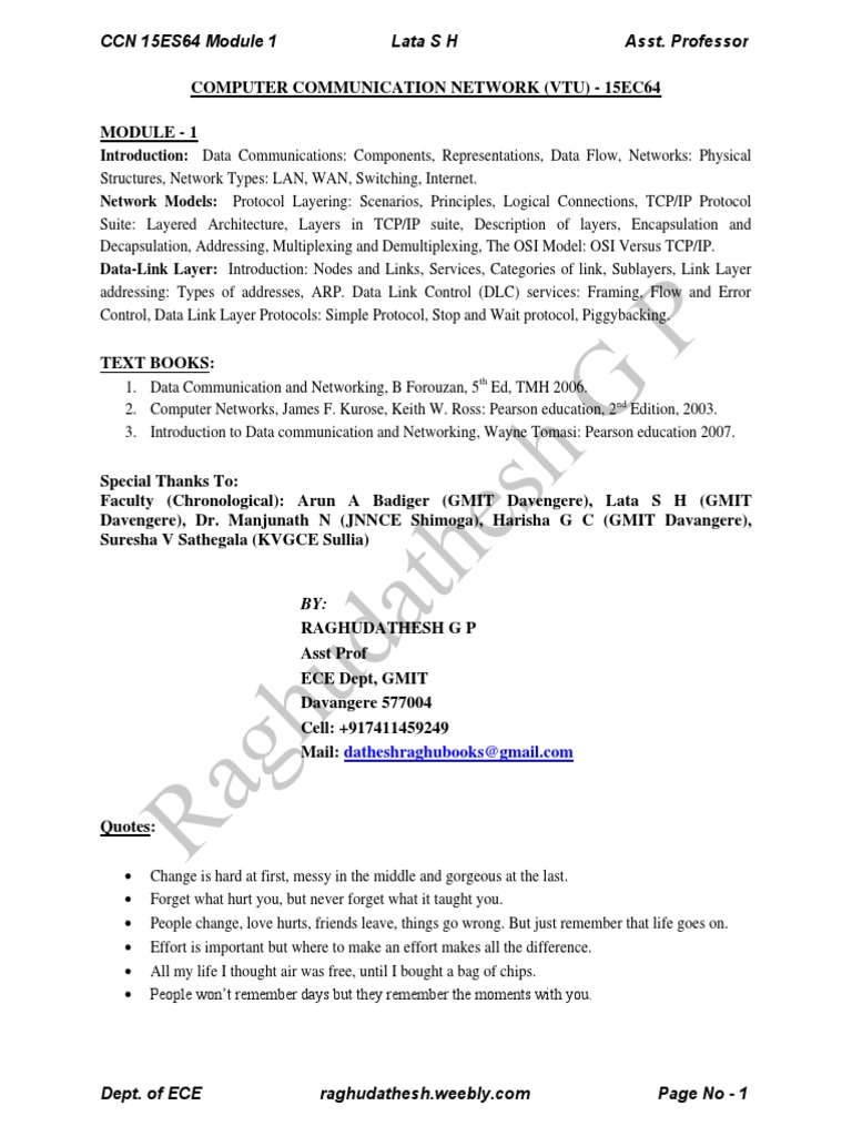 VTU EC EBCS CCN Module1 Raghudathesh | PDF | Network Topology | Duplex (Telecommunications)