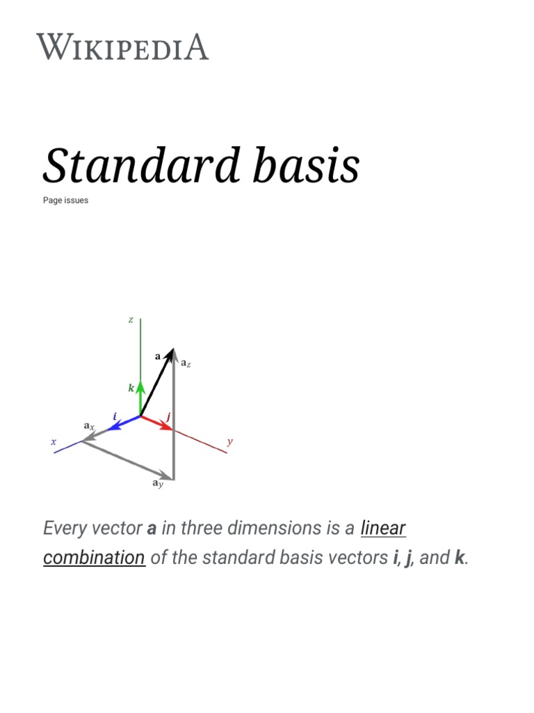 Standard Basis - Wikipedia | PDF | Basis (Linear Algebra) | Vector Space