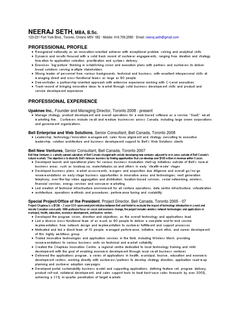 Neeraj Seth - Resume | PDF | Business Development | Software As A Service