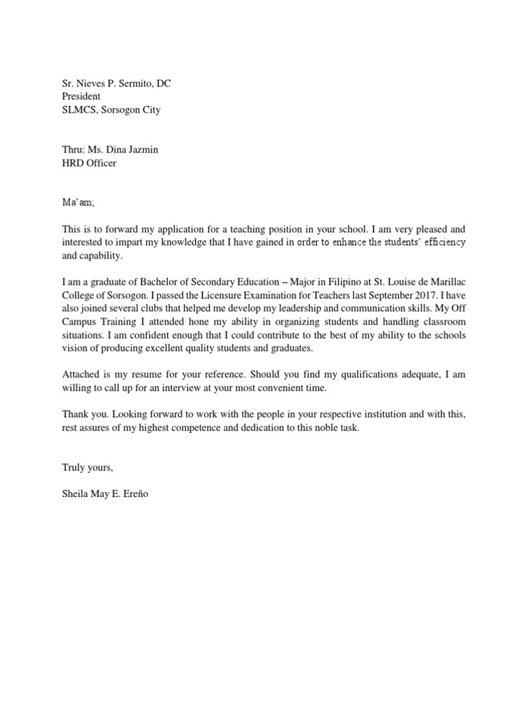 Letter Application Example | PDF