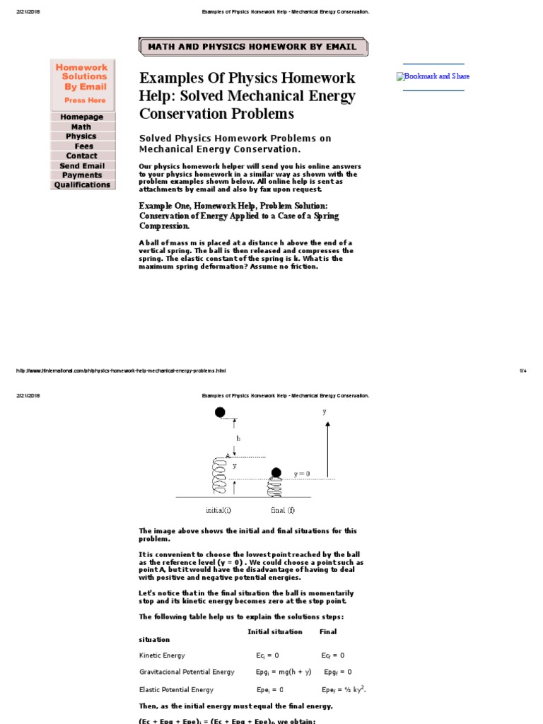 Examples of Physics Homework Help: Solved Mechanical Energy ...